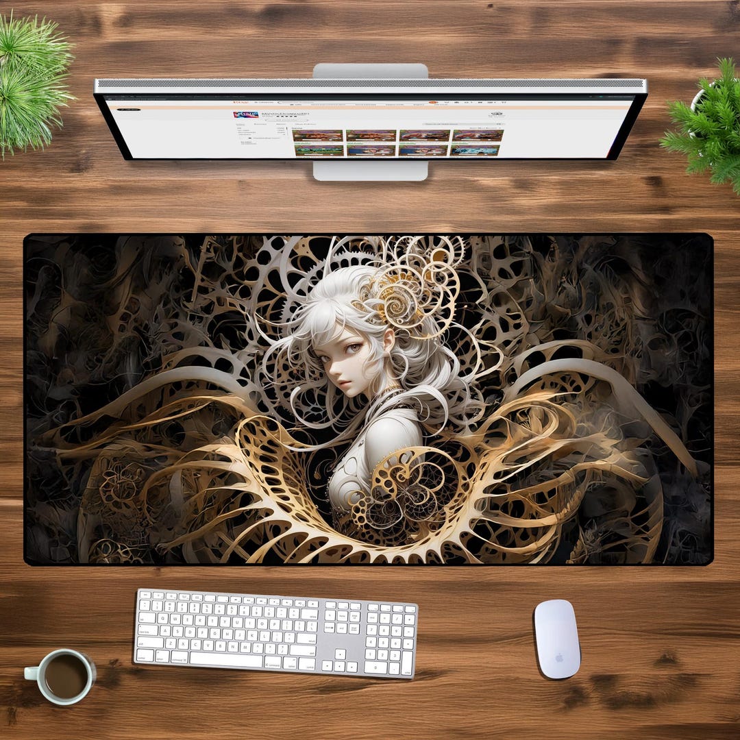 Ethereal Goddess Desk Mat XXL, Large Fantasy Mouse Pad, Elegant Gold ...