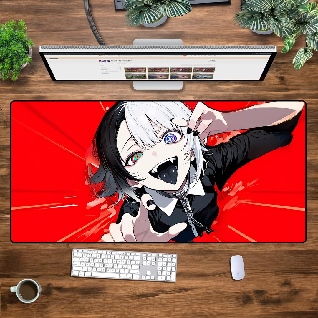Psycho Anime Girl XXL Desk Mat – Oversized Gaming Mouse Pad, Crazy ...