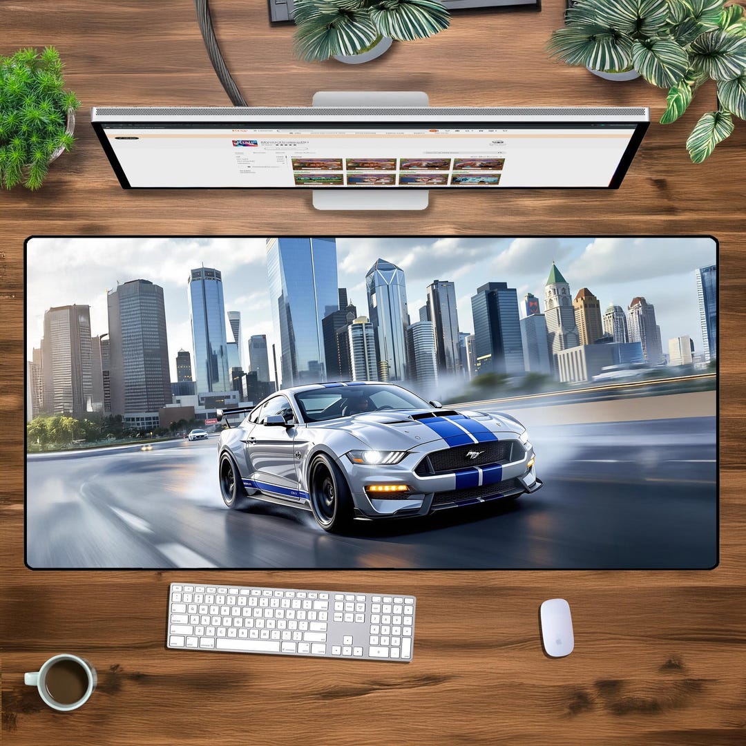 Mustang Car XXL Mouse Pad - High-speed Sports Car Desk Mat, Large ...