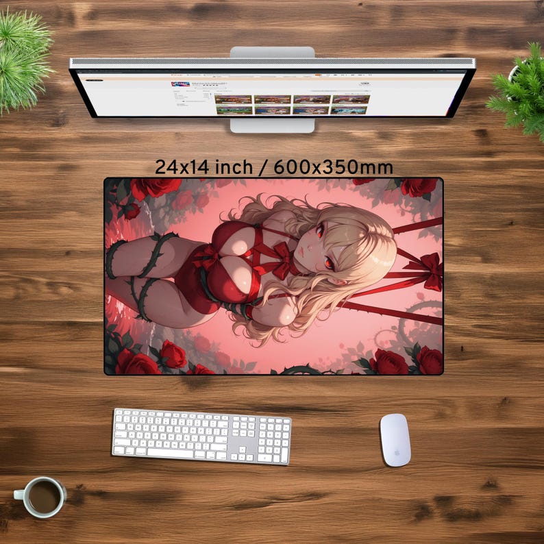 Seductive Anime Girl XXL Gaming Mouse Pad – Waifu Aesthetic Desk Mat ...