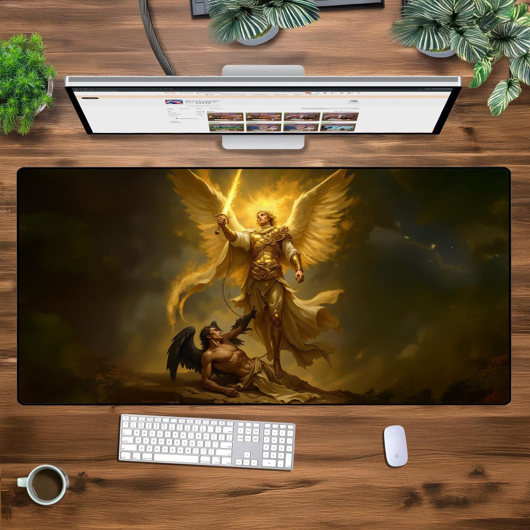 Angel Vs. Demon Desk Mat - XXL Gaming Mouse Pad, Epic Fantasy Battle ...