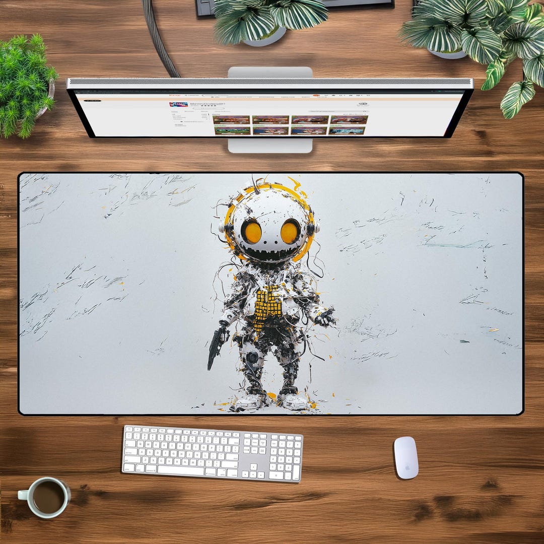 XXL Cyberpunk Robot Mouse Pad - Large Gaming Desk Mat - AI Android ...