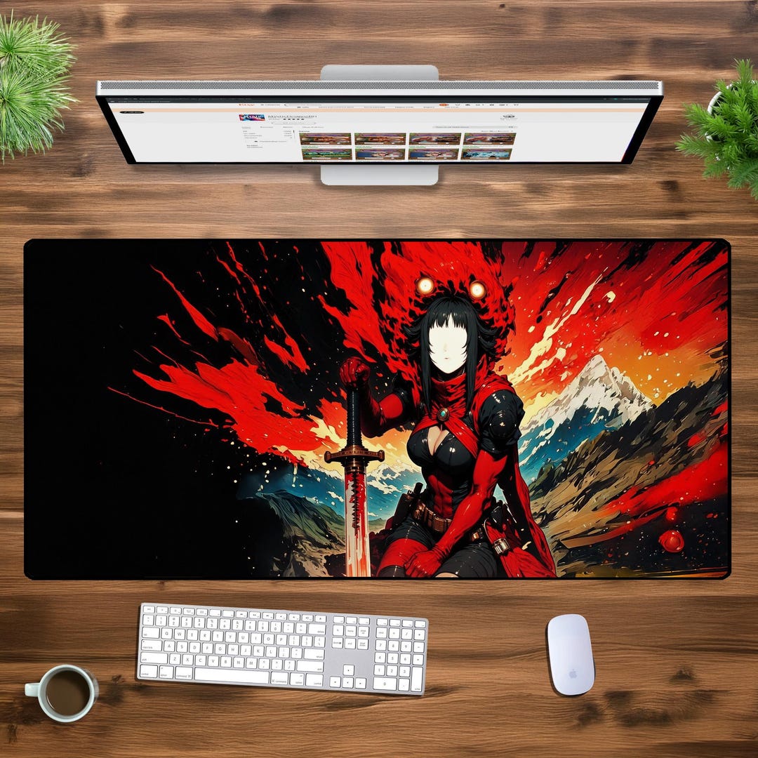 Samurai Warrior XXL Gaming Mouse Pad - Dark Anime Desk Mat - Large ...