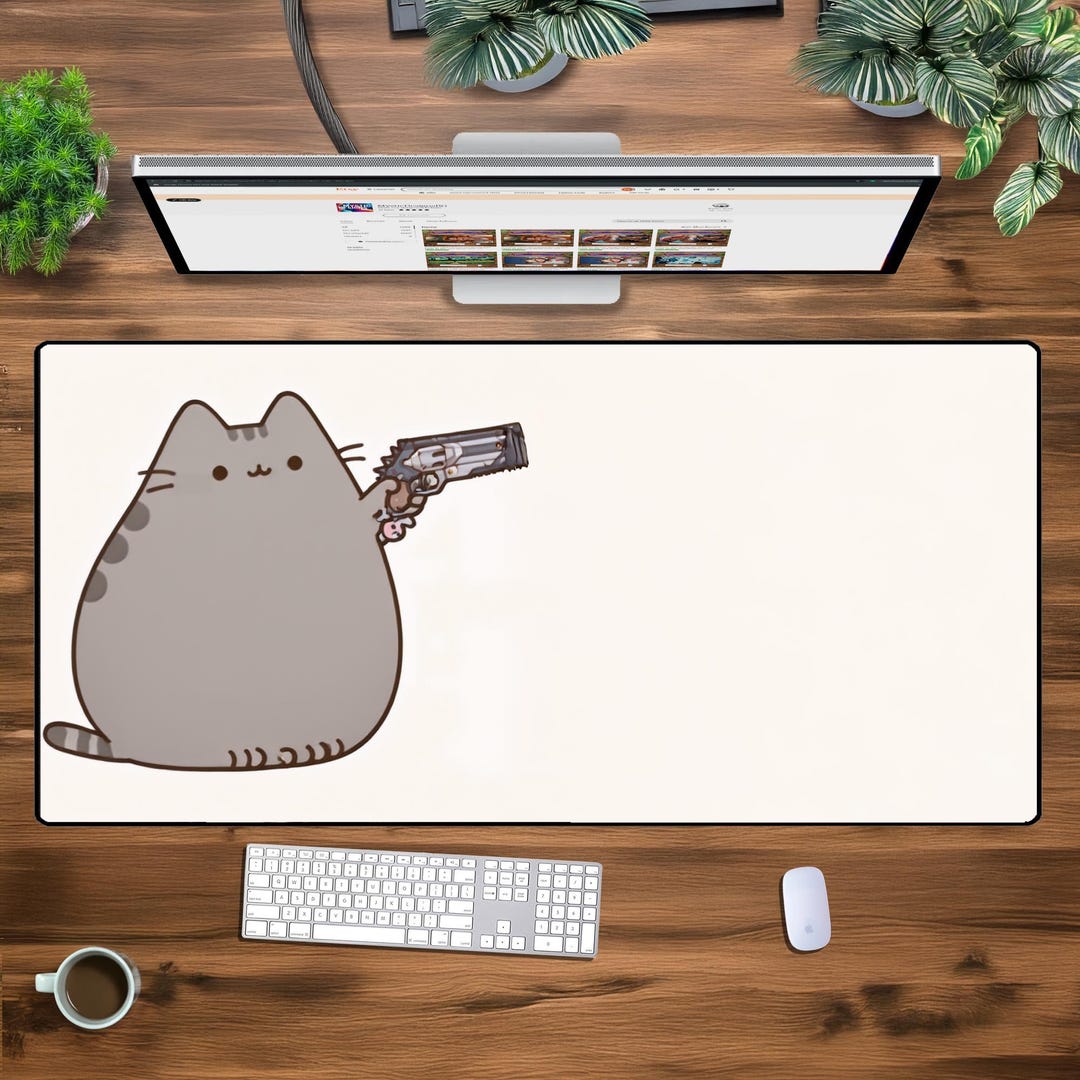 XXL Funny Cat Meme Mouse Pad - Large Gaming Desk Mat - Minimalist Cute ...