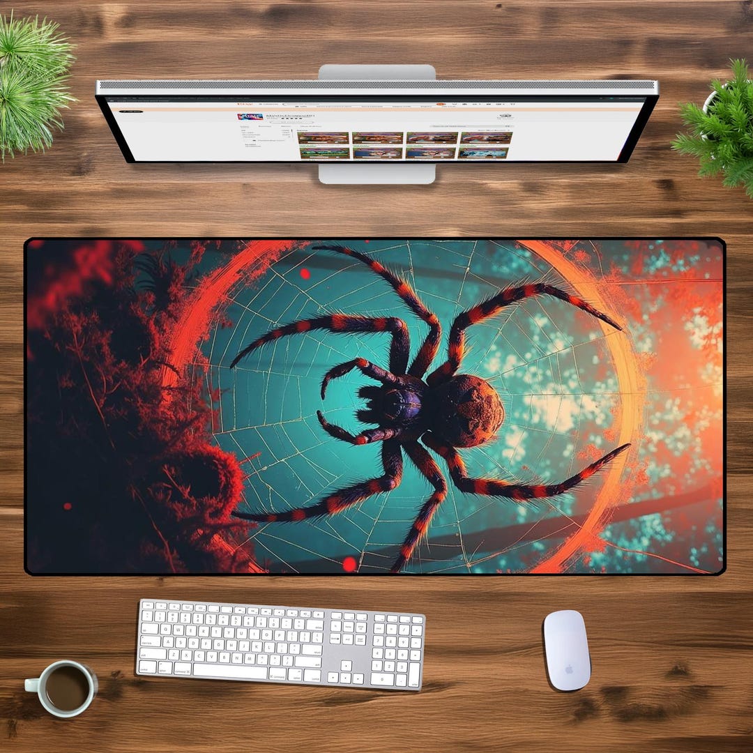 Buy Giant Spider XXL Gaming Mouse Pad, Creepy Web Desk Mat, Horror ...