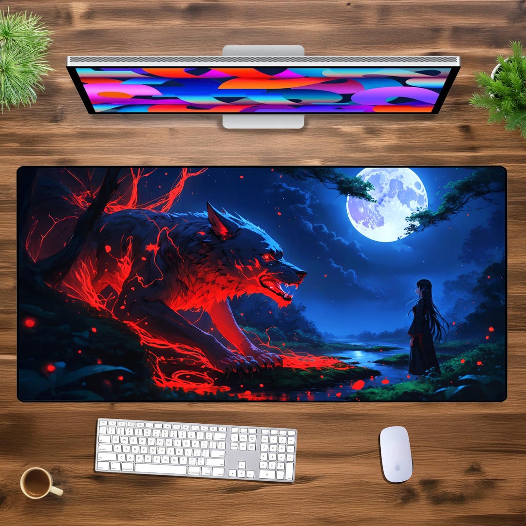 Werewolf Battle Mouse Pad, Fantasy Desk Mat, Aesthetic Desk Pad XL XXL ...
