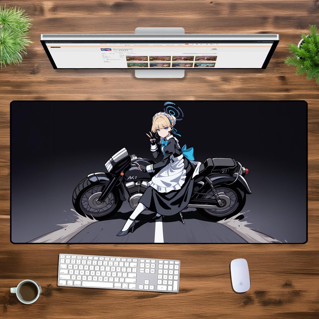Anime Cyber Maid XXL Mousepad – Biker Girl Gaming Desk Mat – Large ...