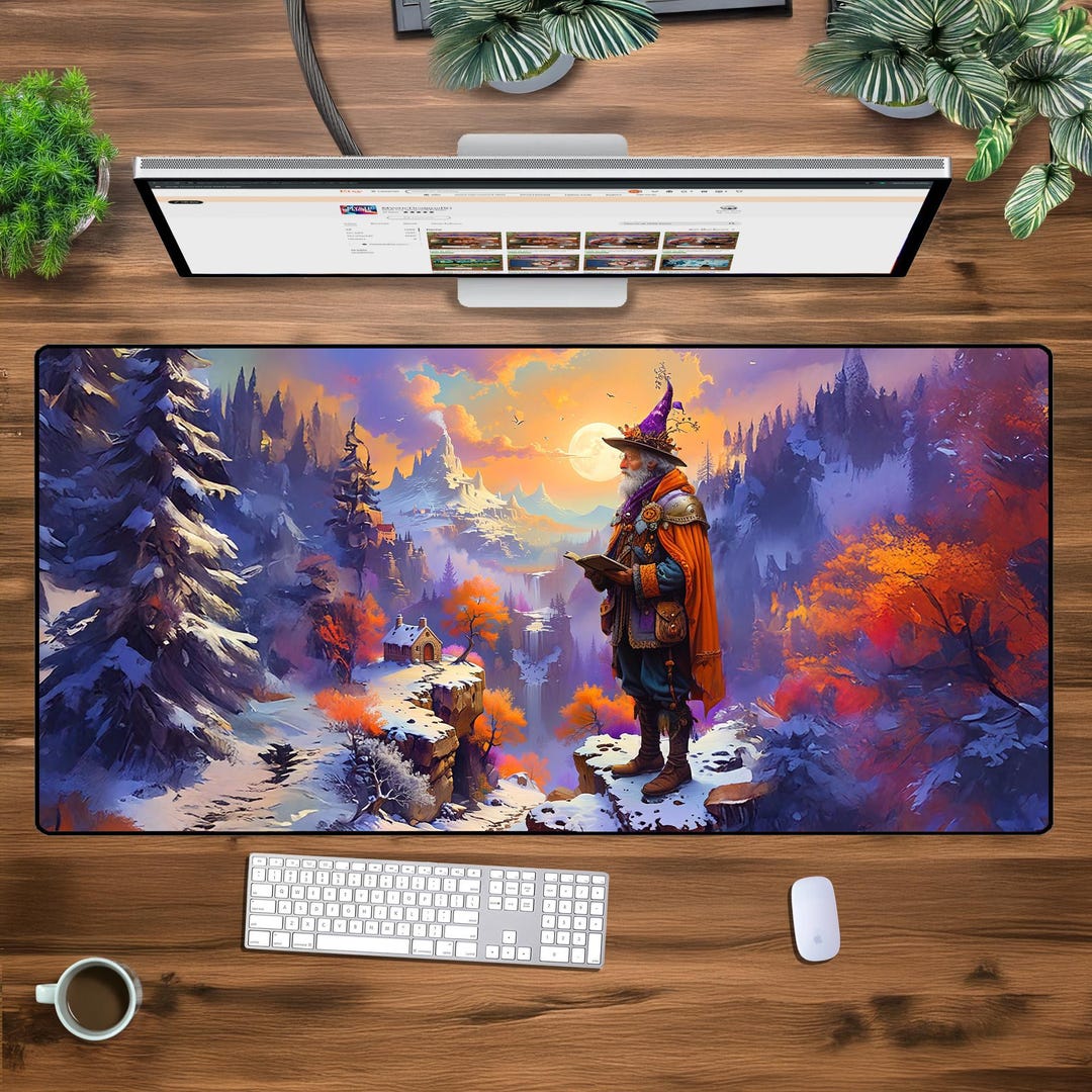 XXL Fantasy Wizard Mouse Pad - Large Gaming Desk Mat - Magic Sorcerer ...
