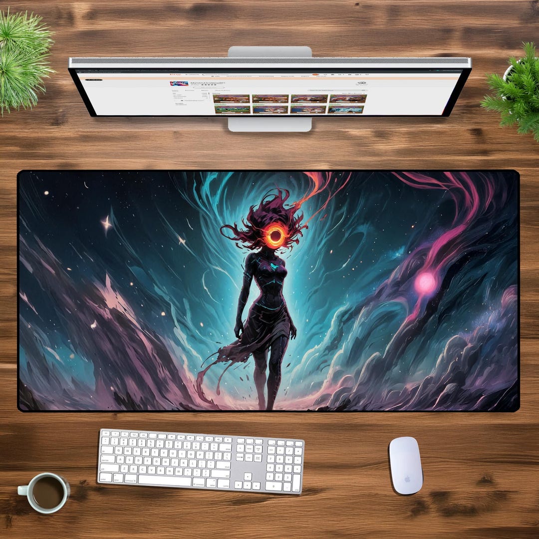 Cosmic Goddess Girl XXL Gaming Mouse Pad - Celestial Fantasy Desk Mat ...