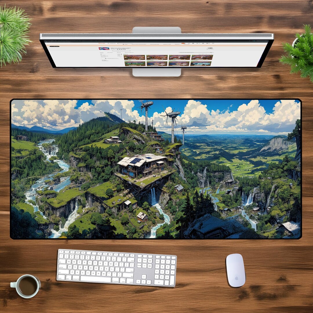 Futuristic Eco Village XXL Desk Mat - Large Gaming Mouse Pad, Sci-fi ...