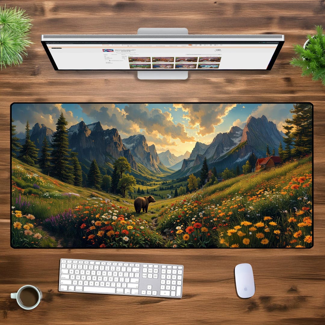 Mountain Wilderness XXL Desk Mat - Scenic Nature Gaming Mouse Pad ...