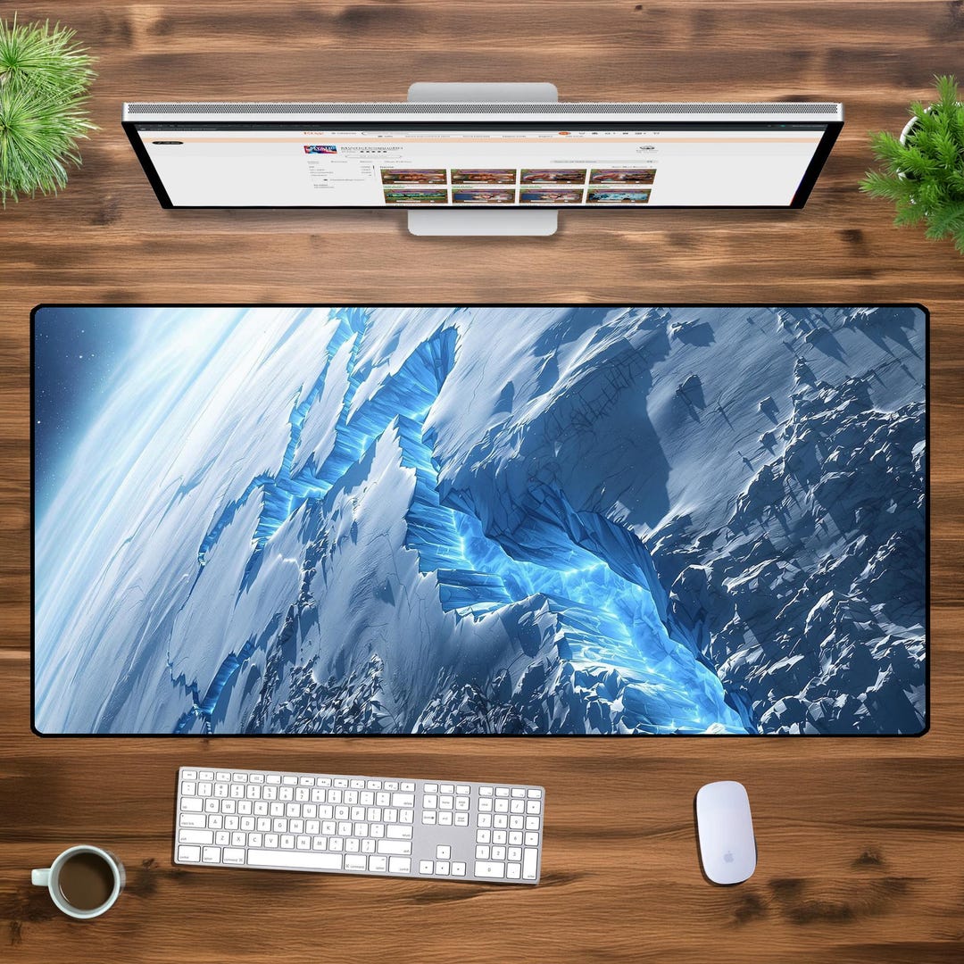 Glacial Landscape Mouse Pad, Ice Planet Desk Mat, Aesthetic Mousepad ...