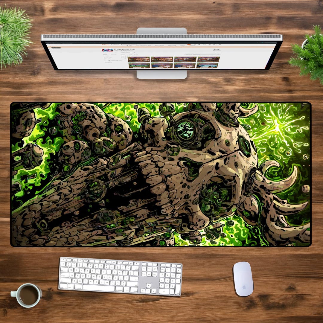 Toxic Skull XXL Gaming Mouse Pad – Green Apocalypse Desk Mat for PC ...