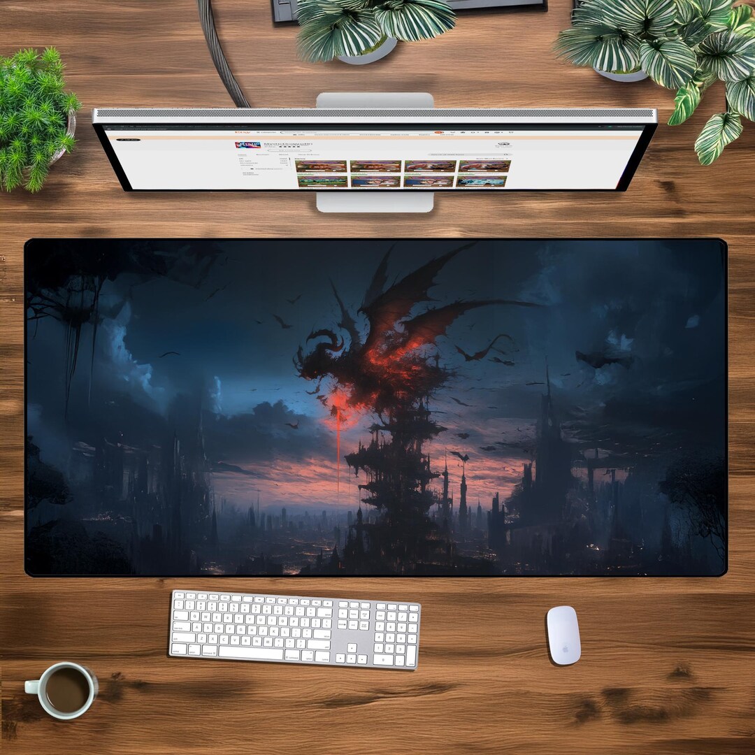 Apocalyptic Dragon XXL Desk Mat – Oversized Gaming Mouse Pad, Dark ...
