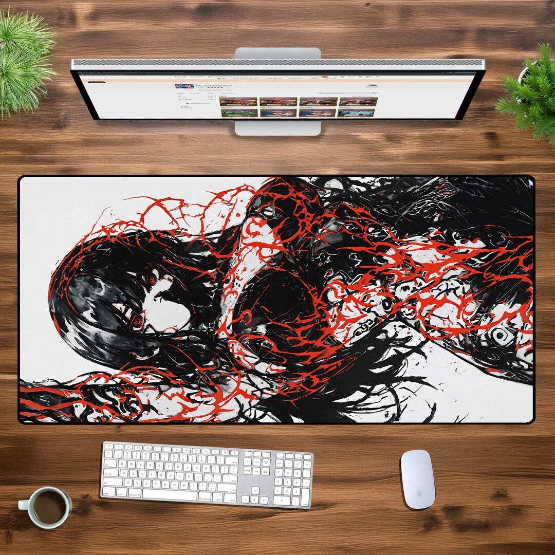 Dark Horror Anime XXL Mouse Pad – Oversized Desk Mat, Blood Splatter ...