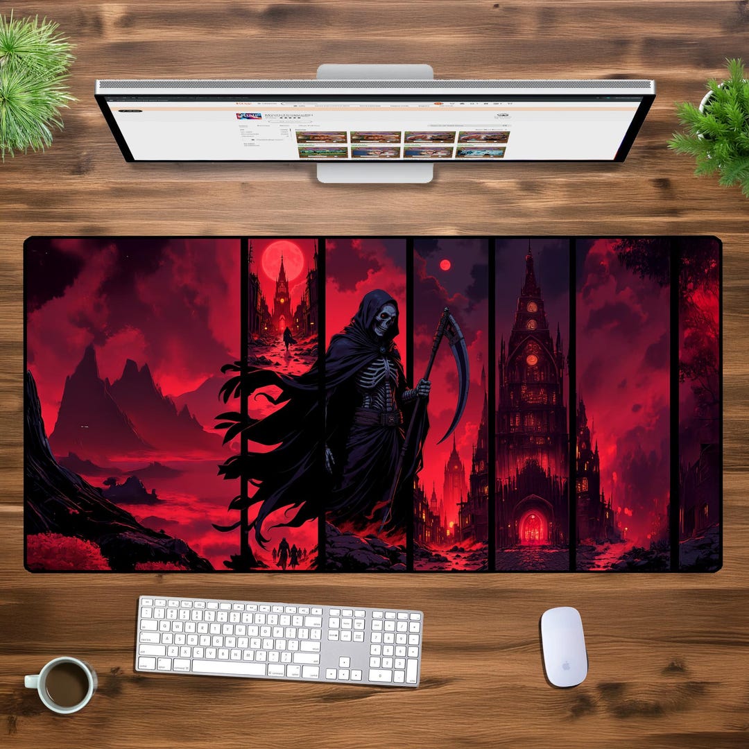 Dark Reaper XXL Gaming Mousepad – Gothic Death Scythe Desk Mat – Large ...