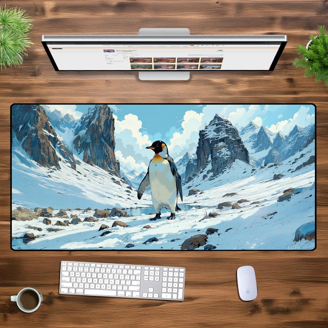 Penguin XXL Gaming Mouse Pad - Arctic Snow Landscape Desk Mat - Large ...
