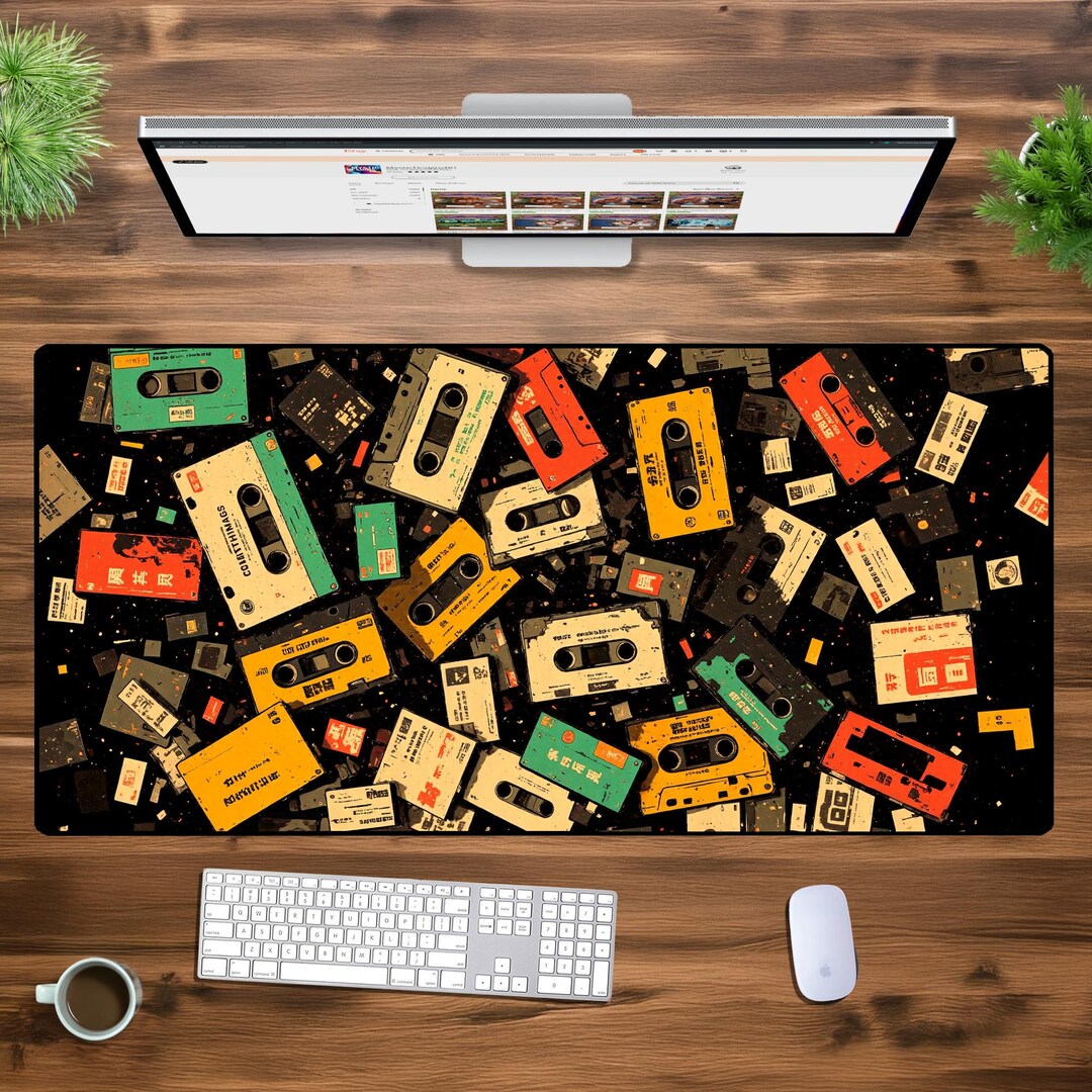Retro Cassette Desk Mat - Vintage Music Gaming Mouse Pad, XL XXL ...
