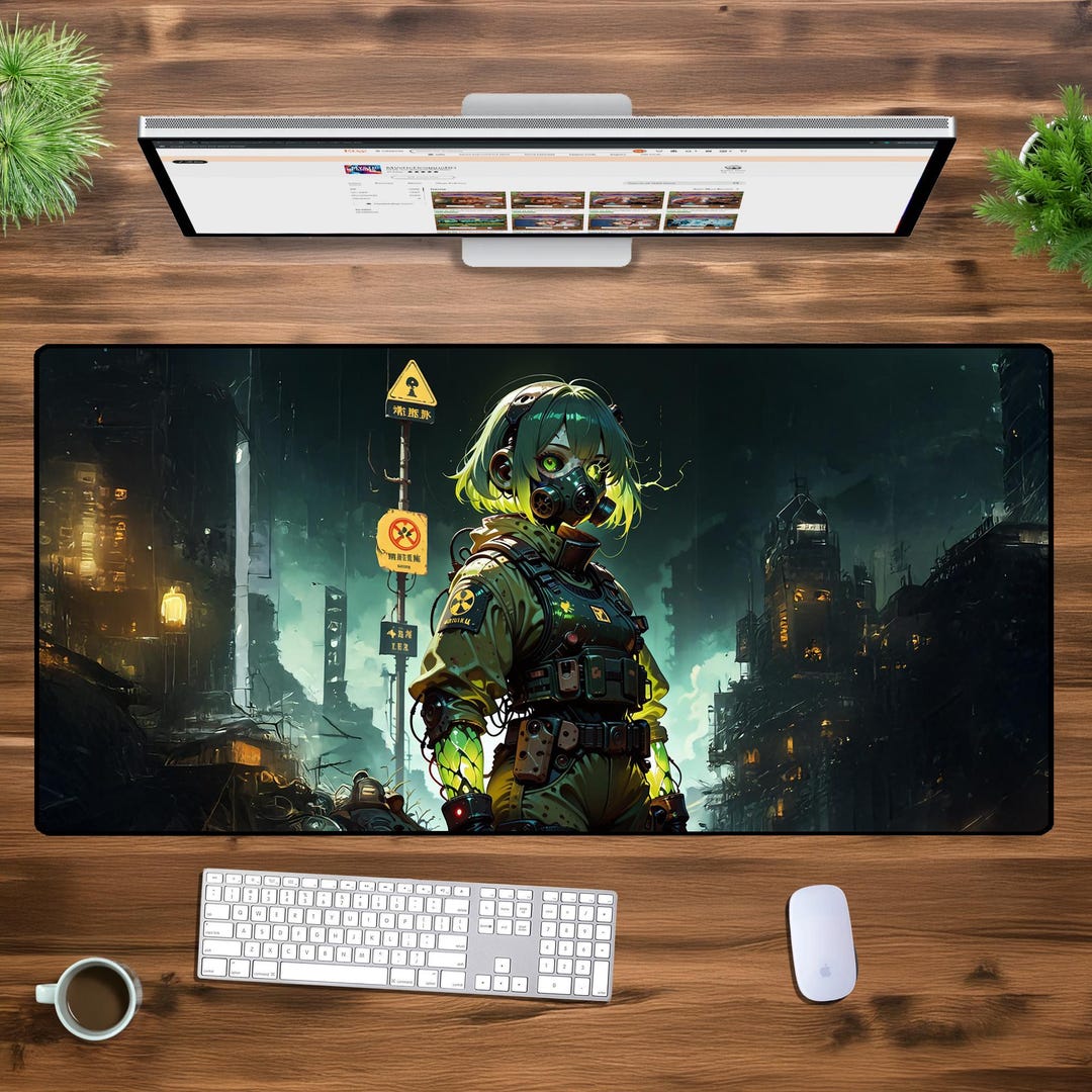 Cyberpunk Apocalypse Soldier XXL Mouse Pad – Futuristic Anime Desk Mat ...