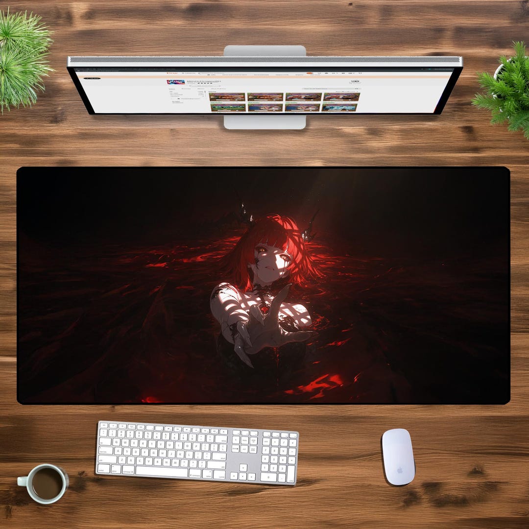 Dark Demon Girl Desk Mat XXL, Large Anime Mouse Pad, Gothic Fantasy ...