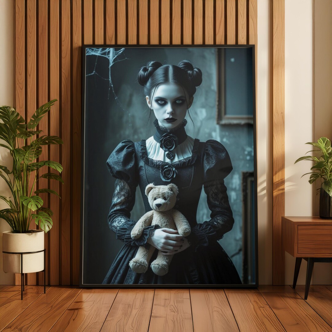 Gothic Wednesday Girl Portrait, Spooky Victorian Art (digital Download ...