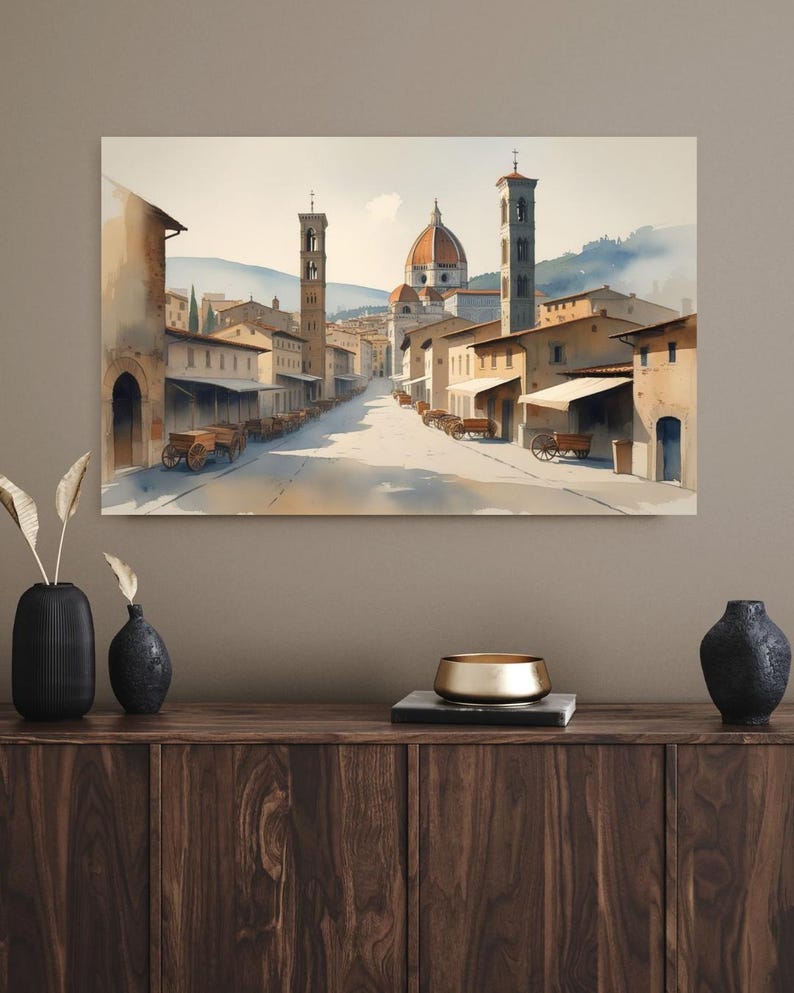 Florence Duomo Watercolor Print: Renaissance Italian Cityscape (digital ...