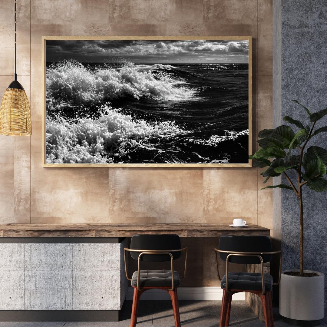 Thunderous Ocean Painting, Digital Wall Art, Stormy Sea, (9000x5000 at ...