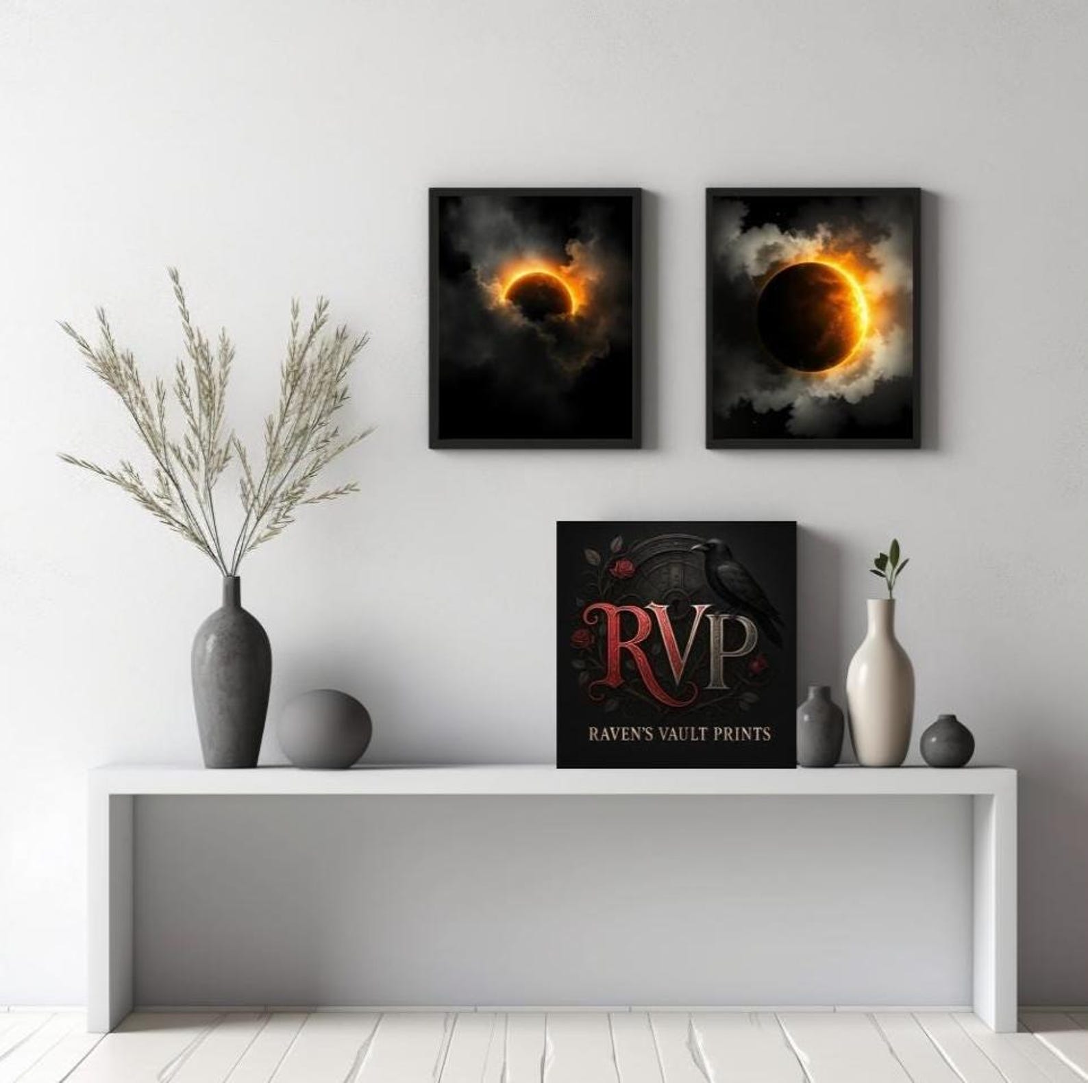 Solar Eclipse Wall Art Set: Modern Celestial Posters (digital Download ...