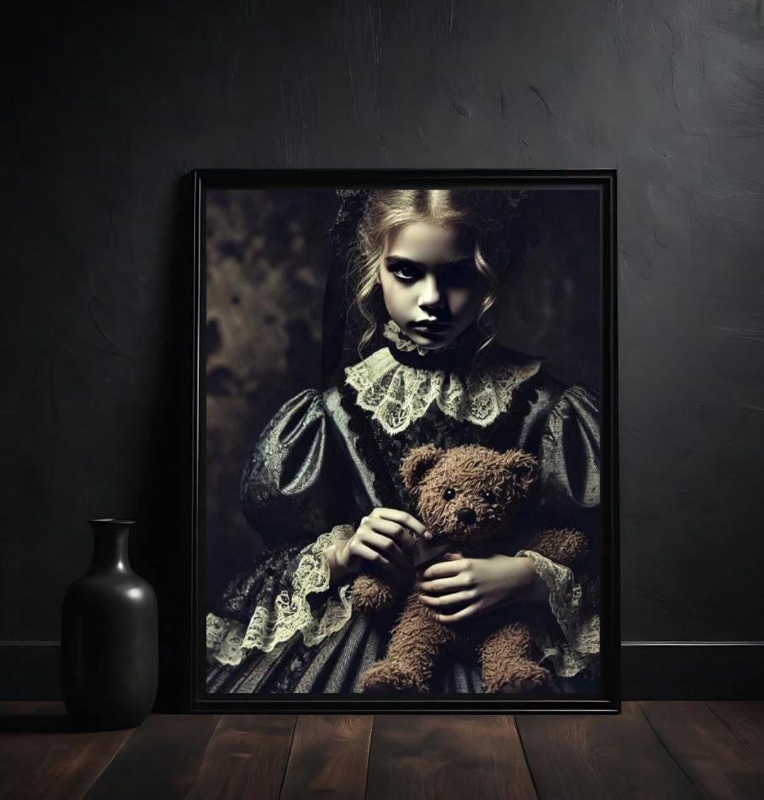 Creepy Girl, Vintage Renaissance Animal Portrait Painting, Quirky ...