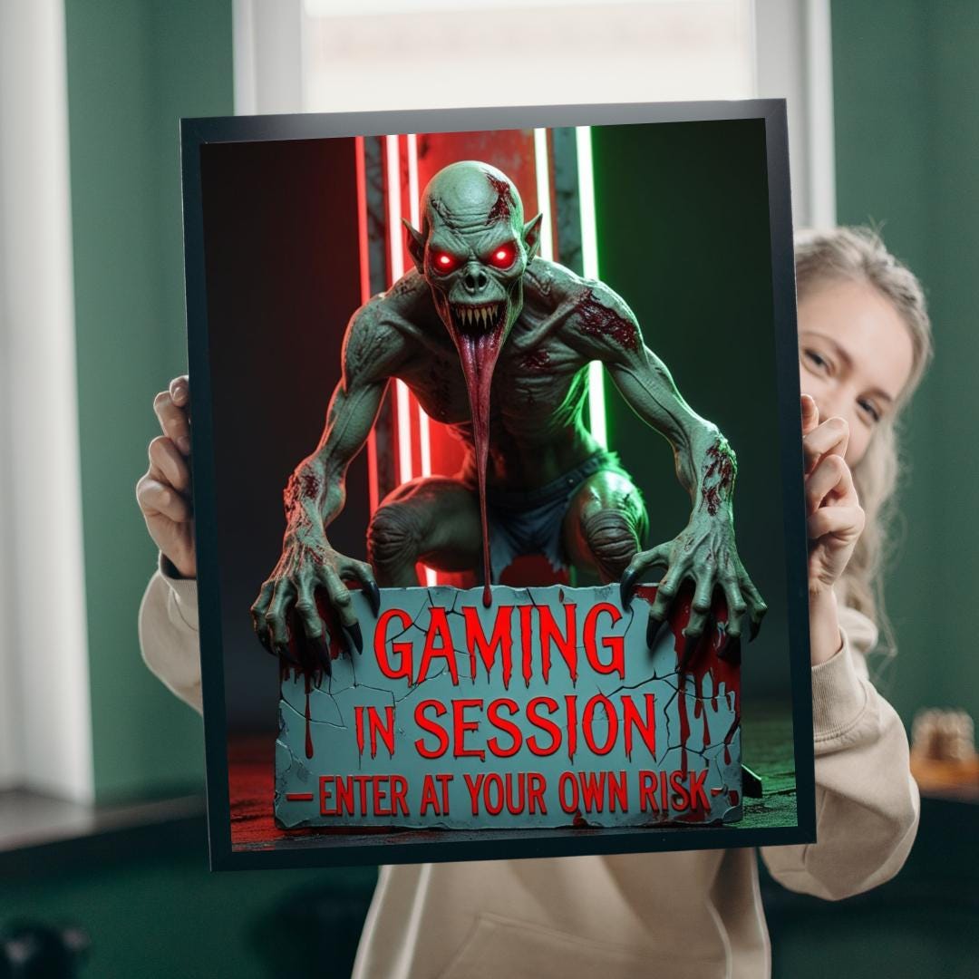 Scary Mutant Gamer Sign: Horror Gaming Room Decor (digital Download) - Etsy