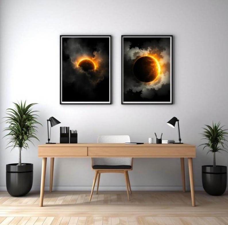 Solar Eclipse Wall Art Set: Modern Celestial Posters (digital Download ...