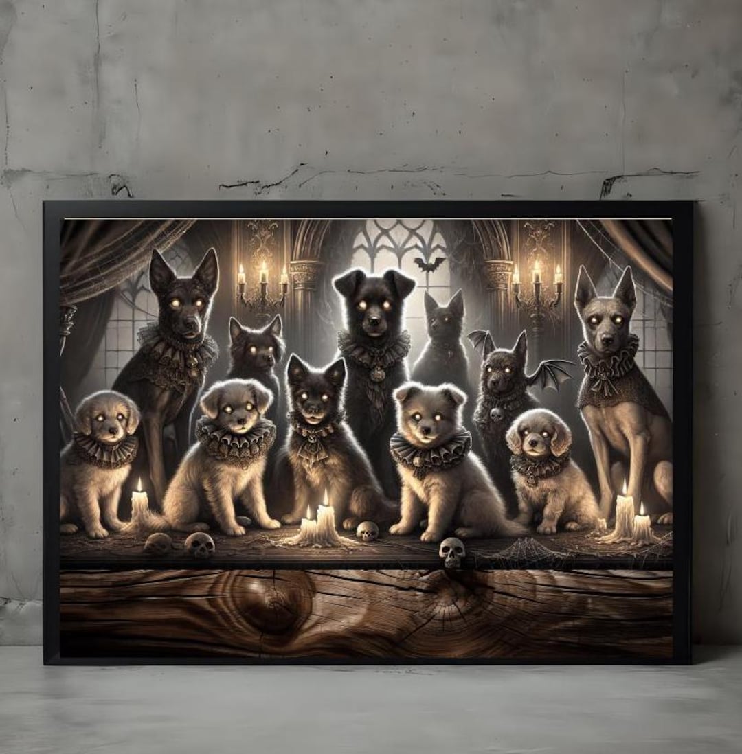 Victorian Wolf Gentleman Printable Wall Art Dark Cottagecore Vintage ...