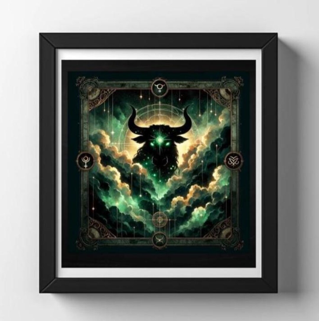 Taurus Zodiac Sign Gothic Wall Art: Emerald Green Astrology Print ...