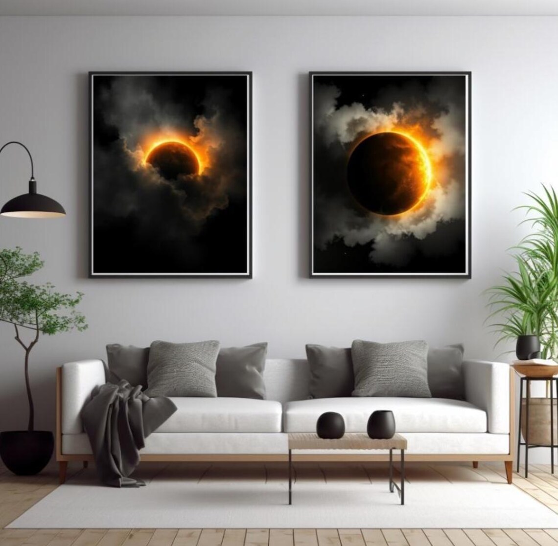 Solar Eclipse Wall Art Set: Modern Celestial Posters (digital Download ...