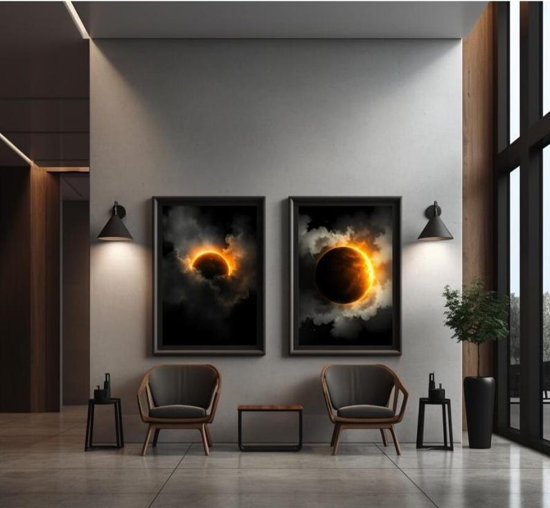 Solar Eclipse Wall Art Set: Modern Celestial Posters (digital Download ...
