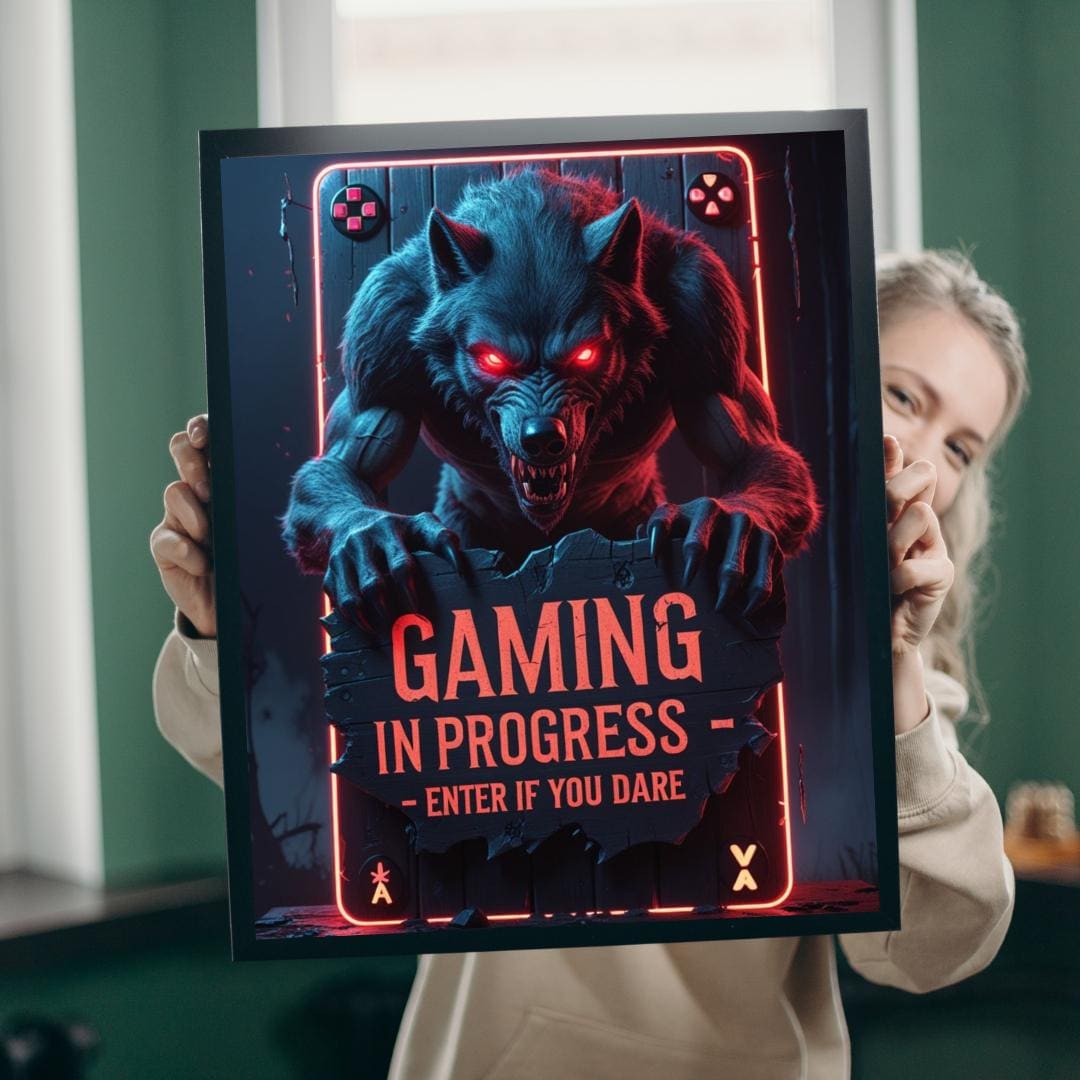 Werewolf Gamer Room Sign: Gaming in Progress Poster (digital Download ...