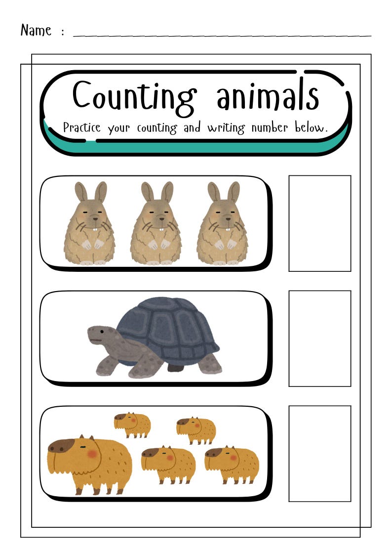 Worksheet for Kids, Pre-school, Kindergarten - Etsy
