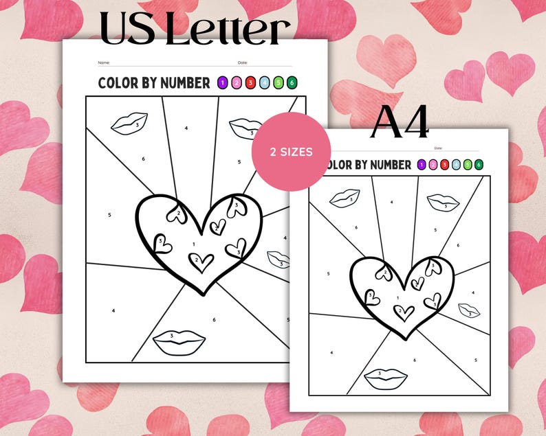 Valentine's Day Color by Number Pages, Classroom Activity (digital ...