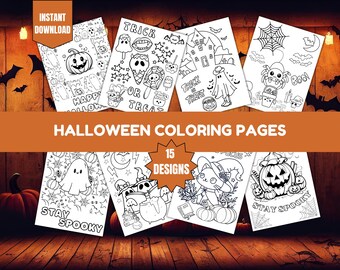 25 Halloween Coloring Page Set - Instant Download - Kids Halloween ...