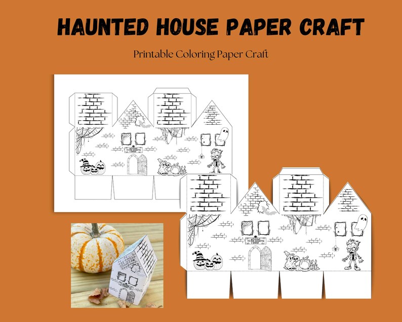 Spooky Halloween Haunted House Printable - DIY 3D Craft, Coloring Page ...