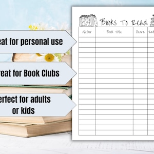 TBR List, Books to Read Tracker 4 Sizes Reading List, TBR Book ...