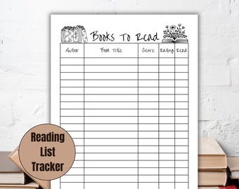 TBR Tracker, Checklist, Reading List - Etsy