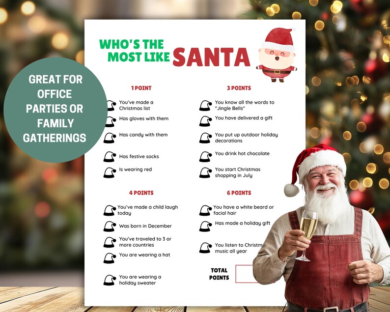 Who's Most Like Santa Game, Christmas Party Icebreaker (digital ...