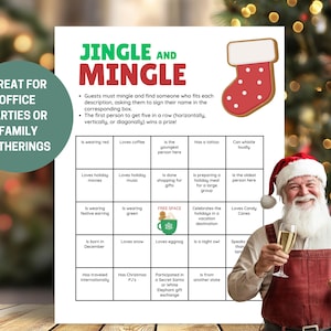 Jingle and Mingle Bingo Printable Party Game, Christmas Office Party ...