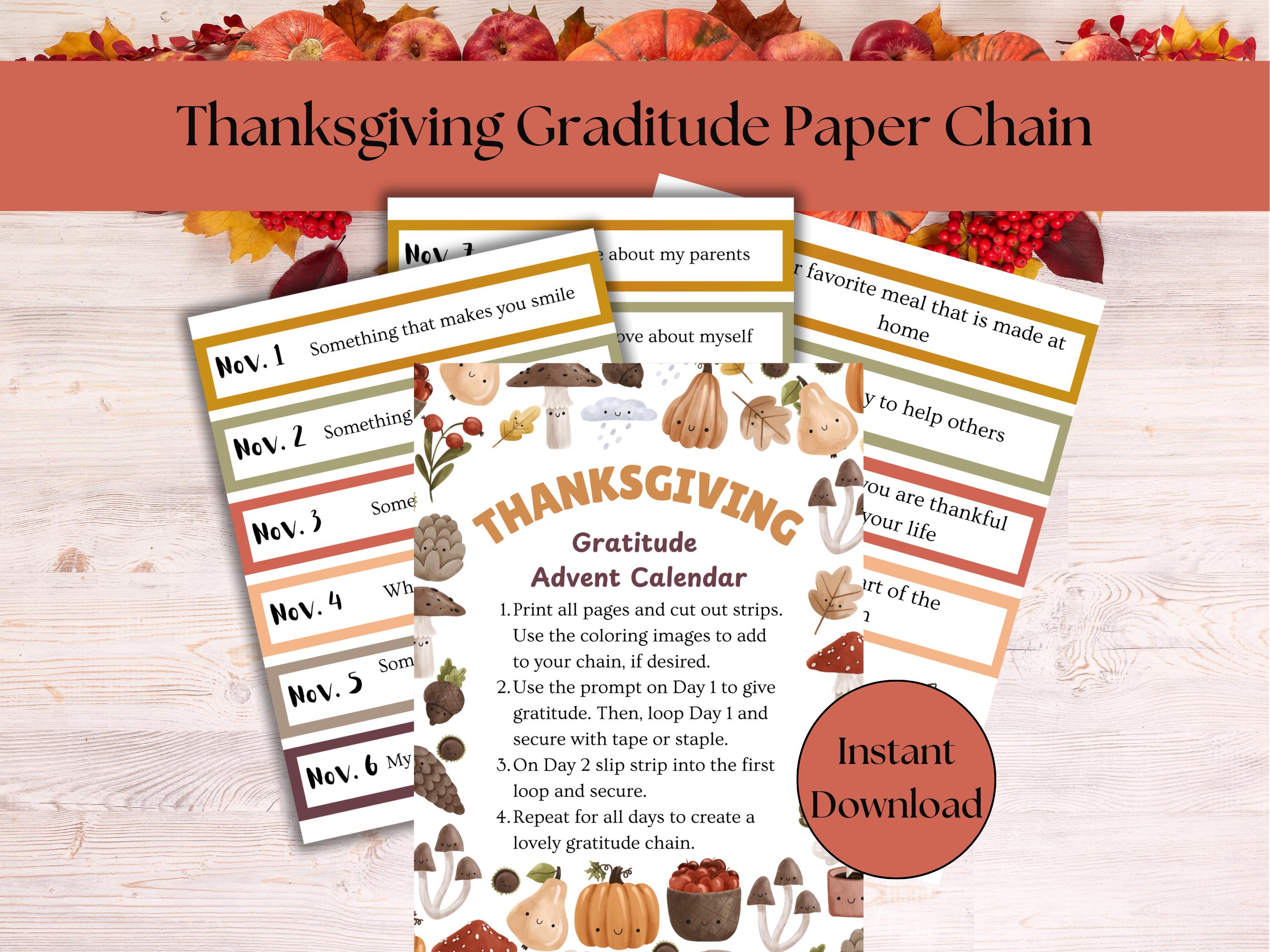 Thanksgiving Gratitude Paper Chain, Kids Activity (digital Download) - Etsy