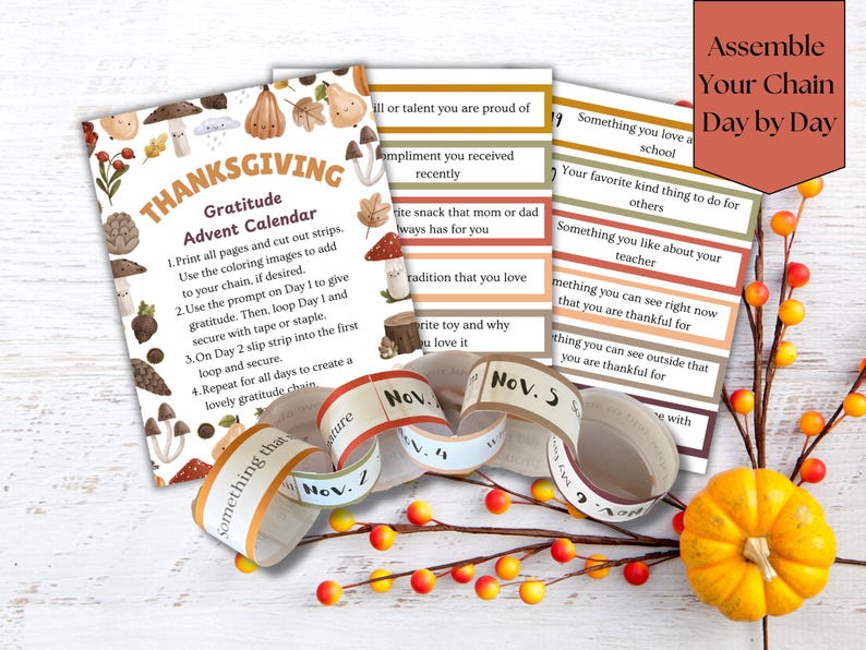 Thanksgiving Gratitude Paper Chain, Thanksgiving Kids Activity ...
