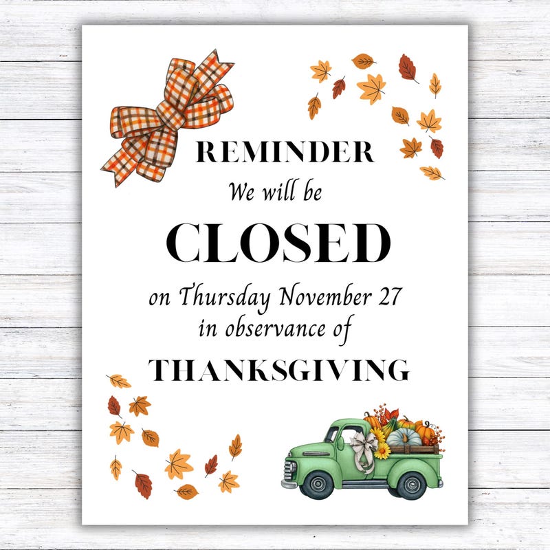 Thanksgiving Store Hours Sign - Etsy
