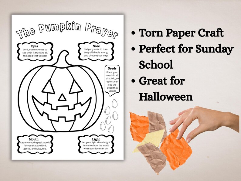 The Pumpkin Prayer, Torn Paper Activity, Christian Halloween, Sunday ...