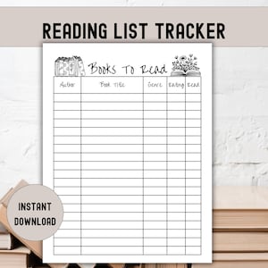 TBR List, Books to Read Tracker 4 Sizes Reading List, TBR Book ...