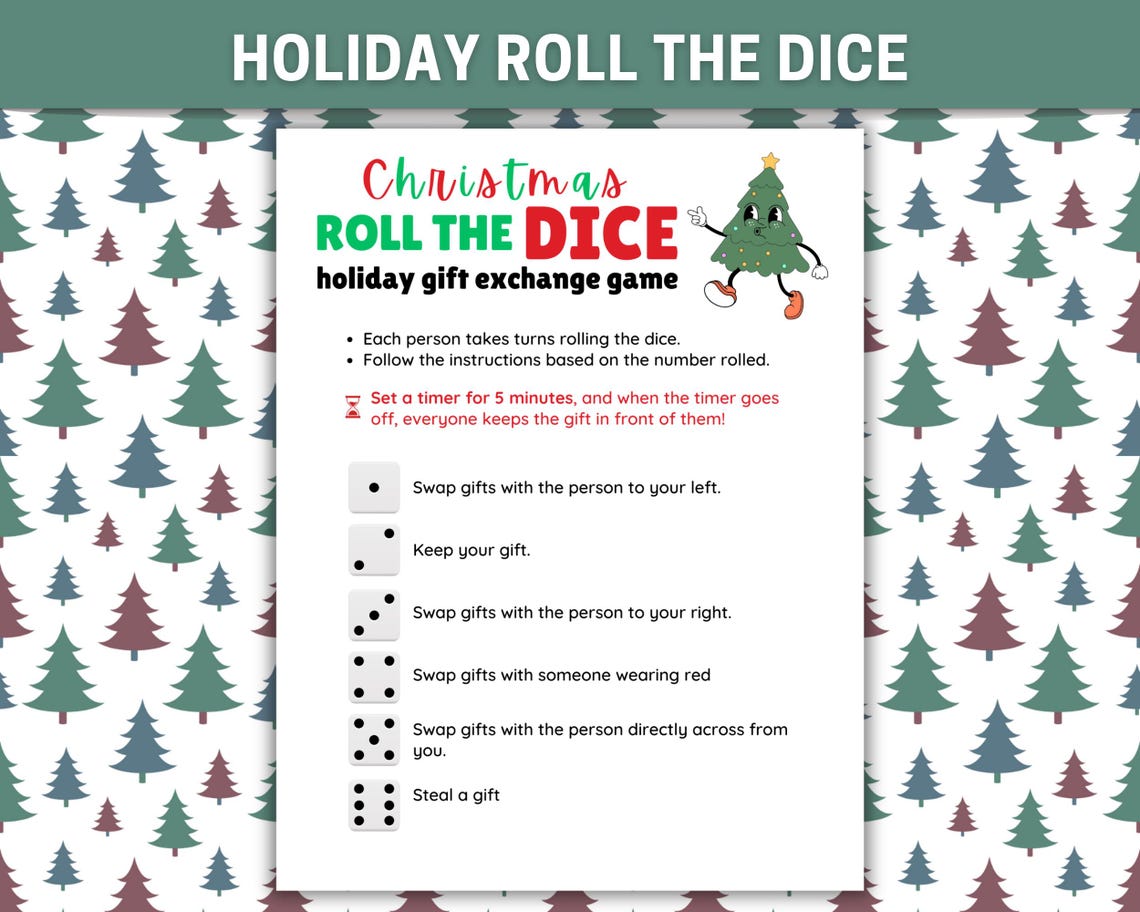 Holiday Roll the Dice Printable Party Game, Christmas Office Party ...